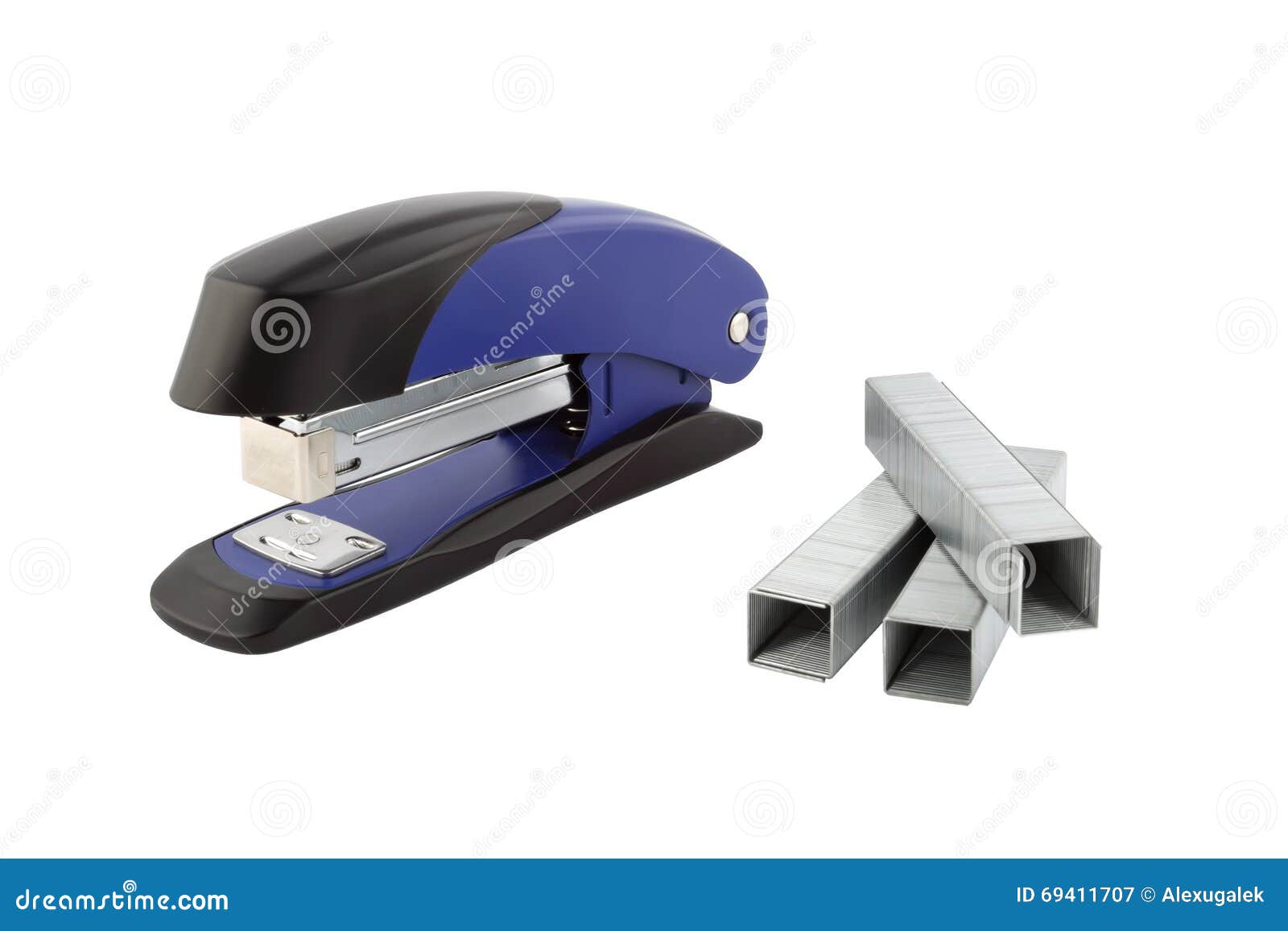 Blue Stapler and Staples Isolated on White Background Stock Image ...