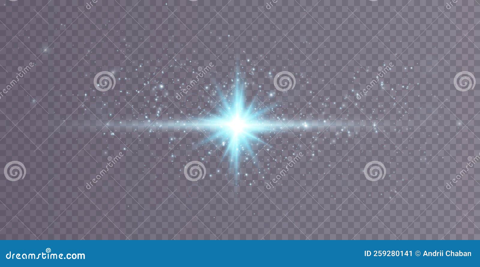 Blue Star, on a Black Background, the Effect of Glow and Rays of Light ...