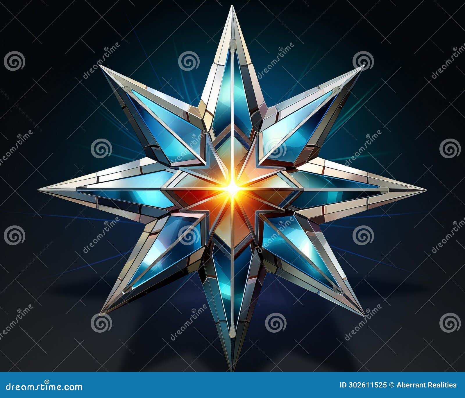 A Blue Star with a Bright Light Shining through it Stock Illustration ...