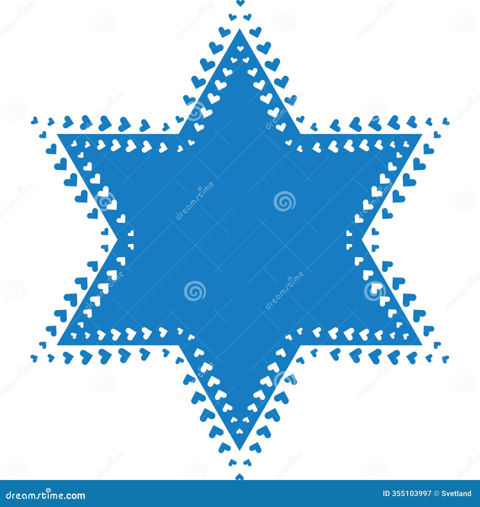 Blue Star of David Graphic with Heart Patterns Stock Illustration ...