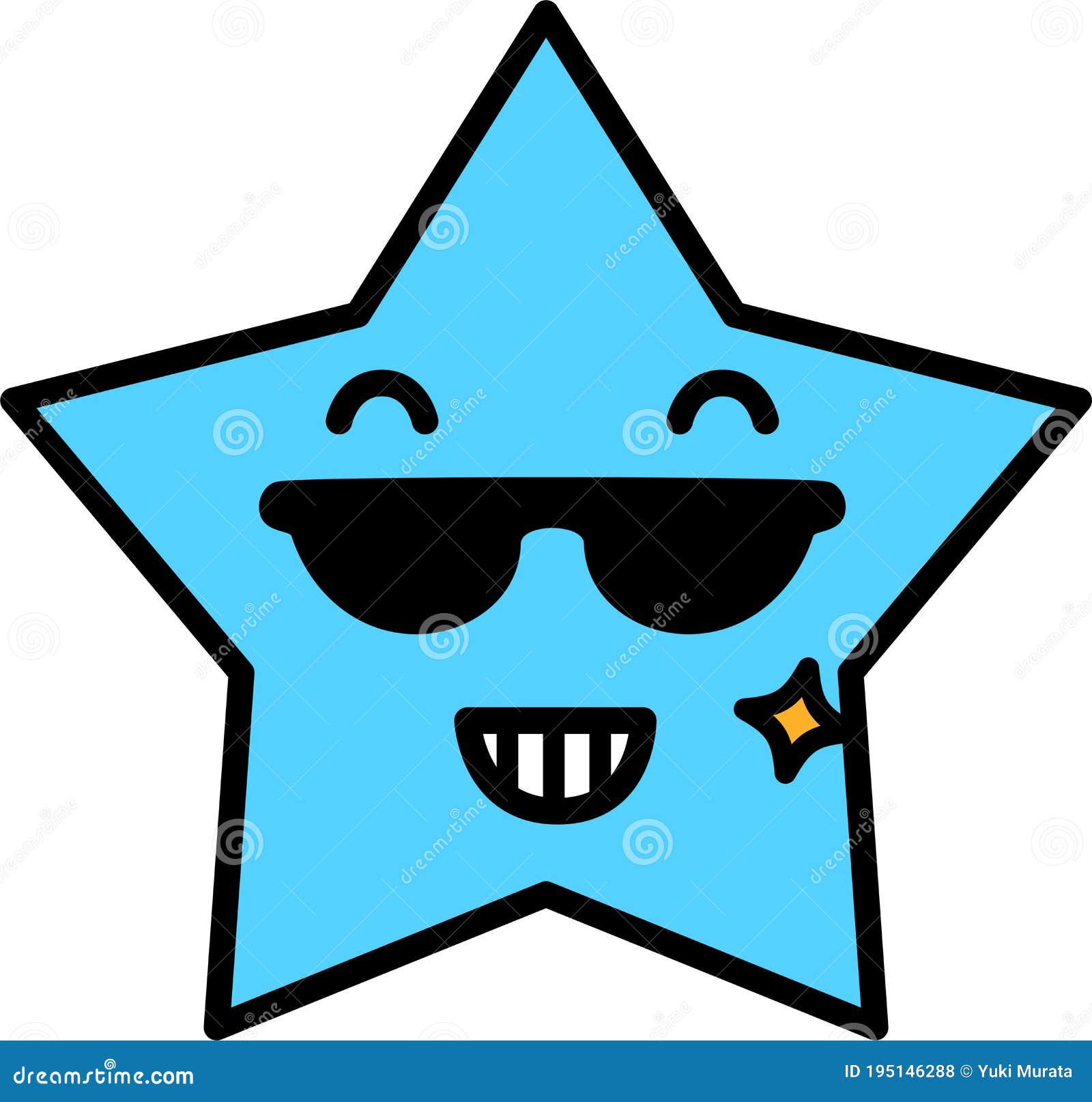 Blue Star emoticon icon stock vector. Illustration of smile - 195146288