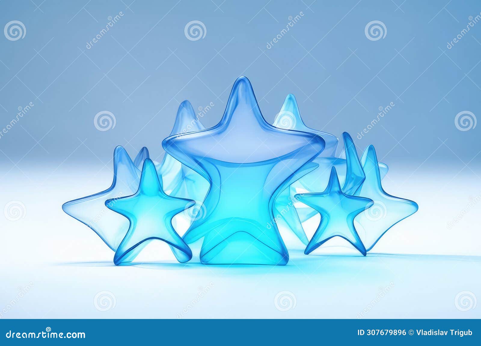 Blue Star Made of Transparent Crystal. Ice Star Stock Illustration ...