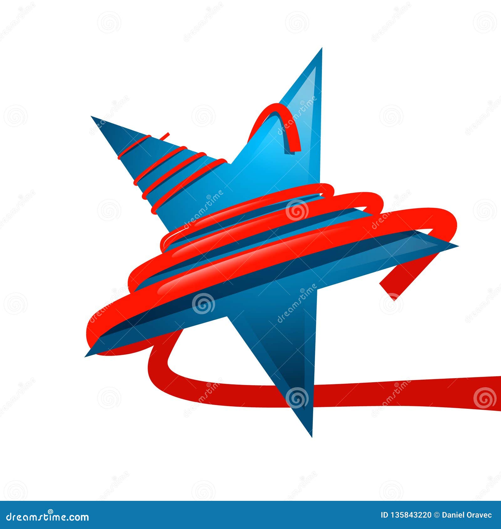 Blue Star with Red Ribbon Isolated Stock Vector - Illustration of ...