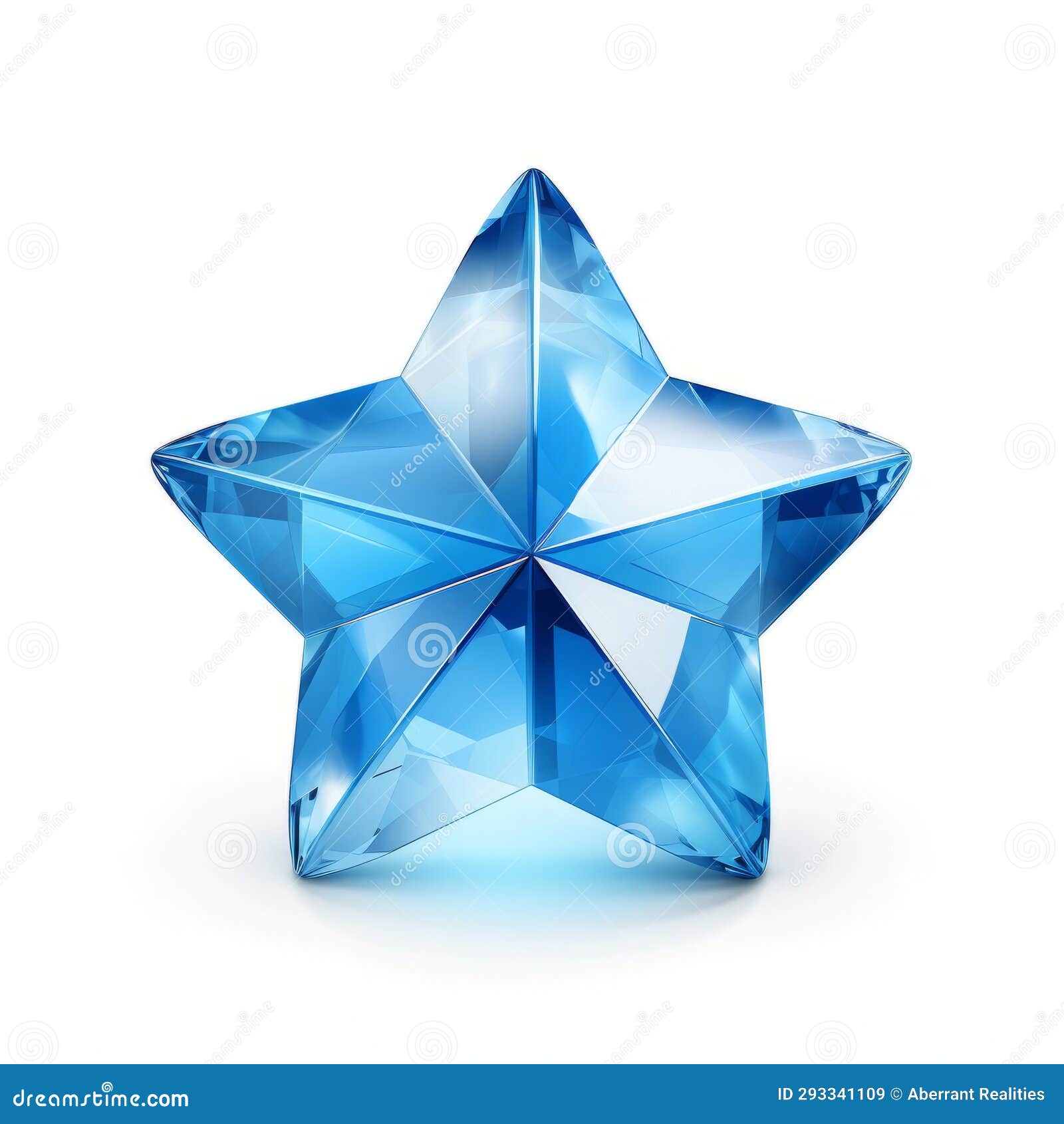 A Blue Star Shaped Crystal on a White Background Stock Illustration ...