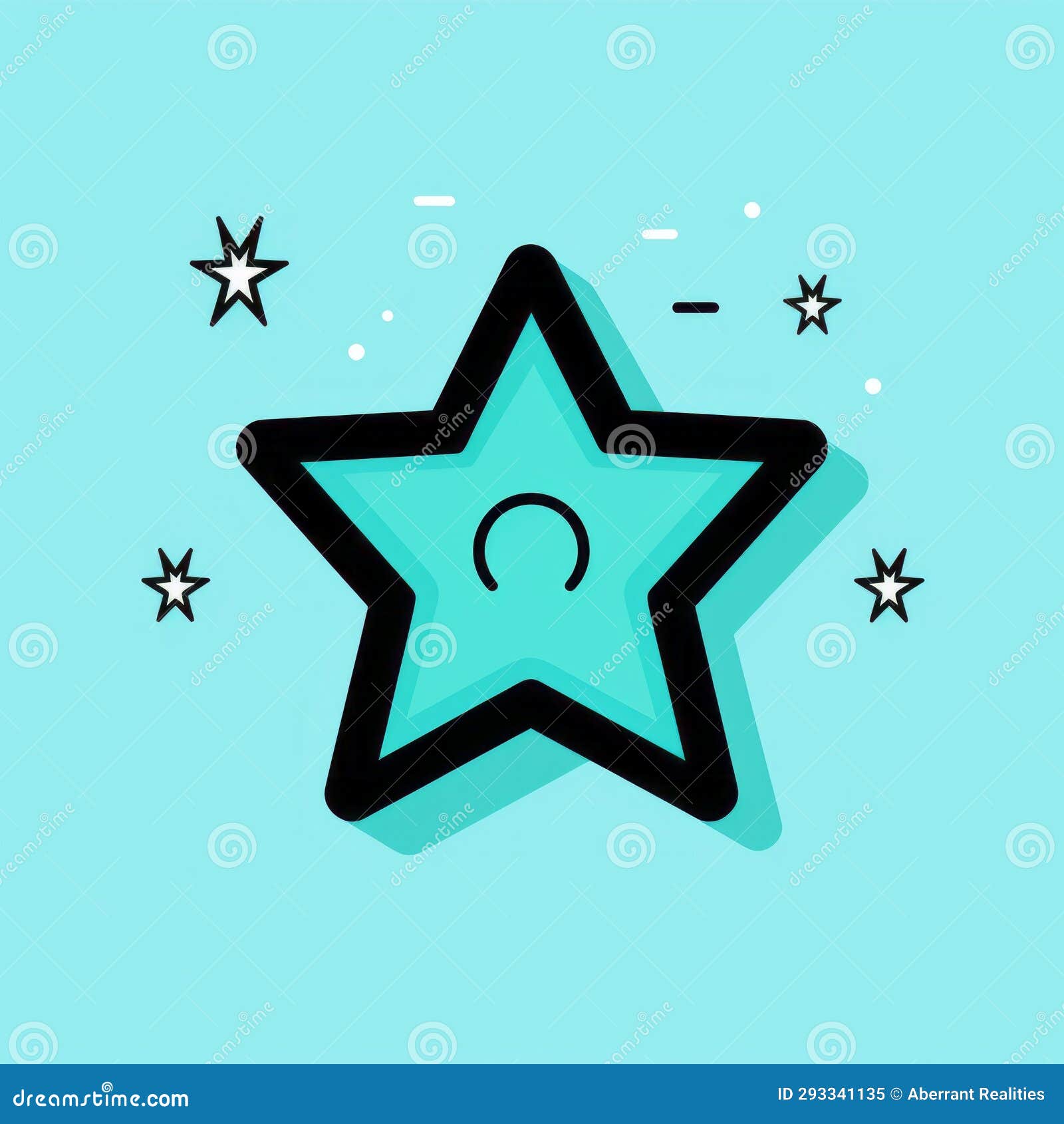 A Blue Star with a Smiley Face and Stars Around it Stock Illustration ...
