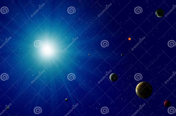 Blue Star Solar System stock illustration. Illustration of exoplanets ...