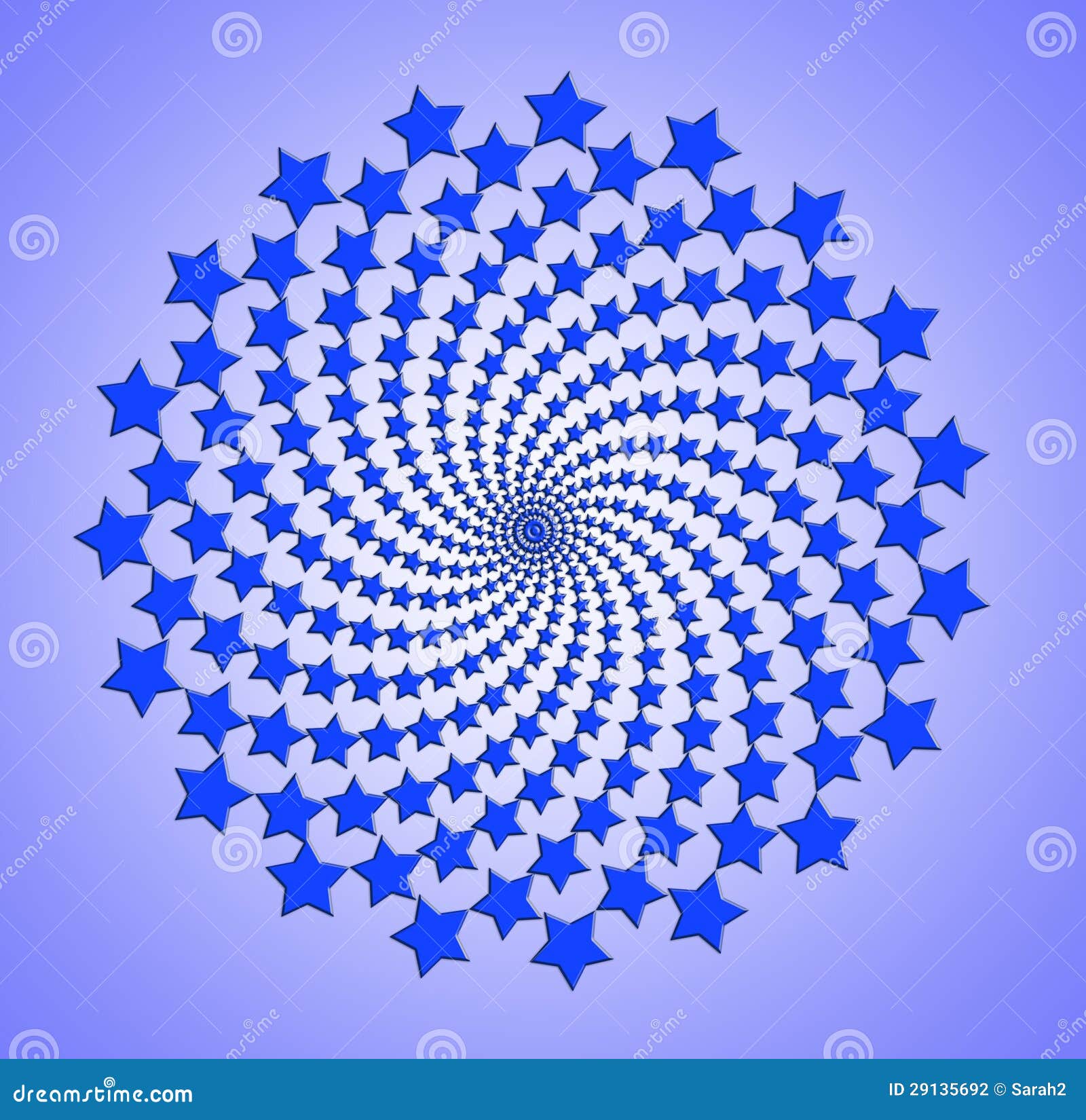 Blue Star Spiral, Rotating Abstract Pattern Stock Illustration ...