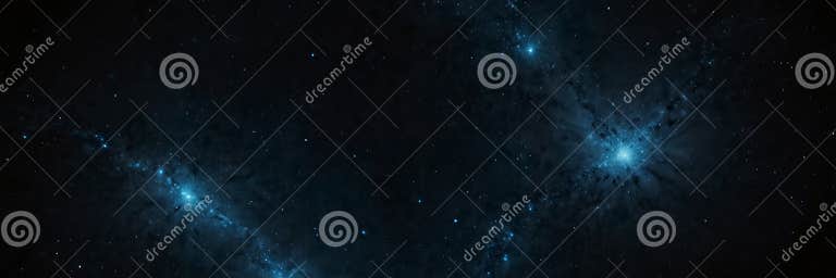 Blue Stars on Black Empty Space Universe Void Panoramic Wide Angle Ai ...