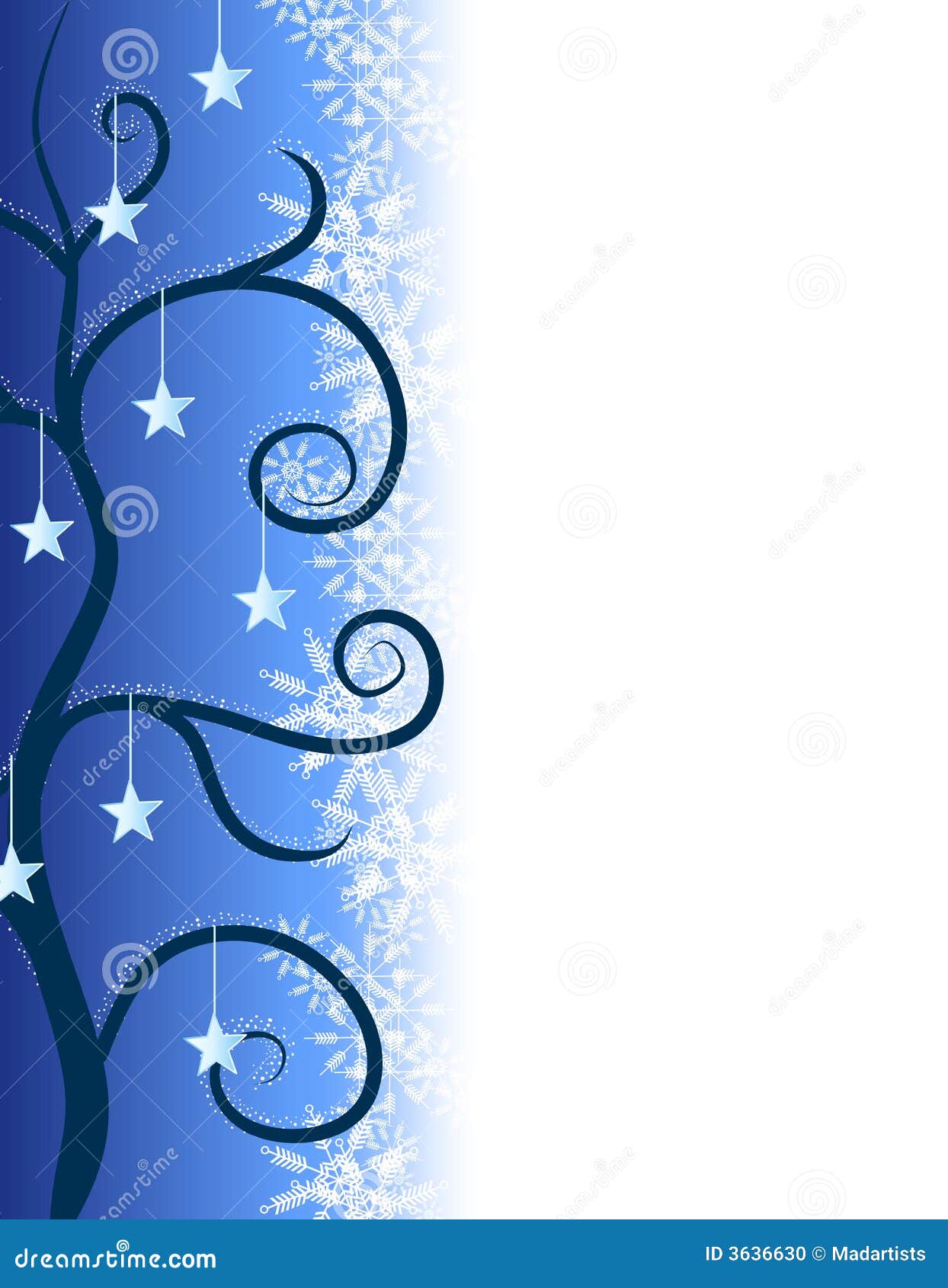 Blue Stars Christmas Tree Border Stock Illustration - Illustration of ...