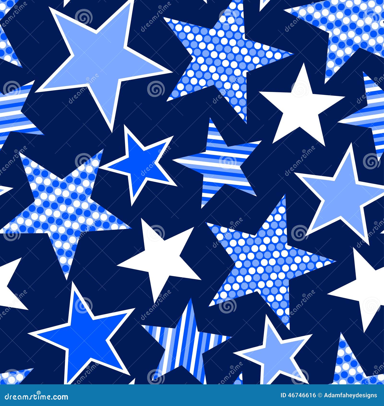 Blue Stars and Stripes Seamless Pattern Stock Vector - Illustration of ...