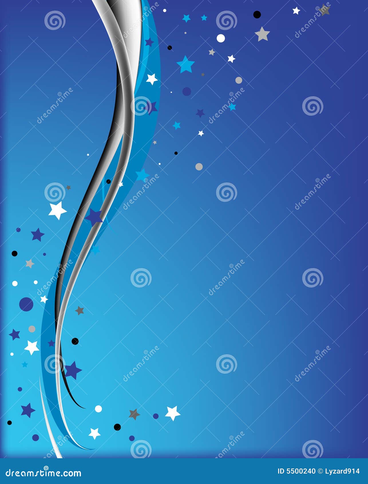 Blue Stars and Swirls stock vector. Illustration of stars - 5500240