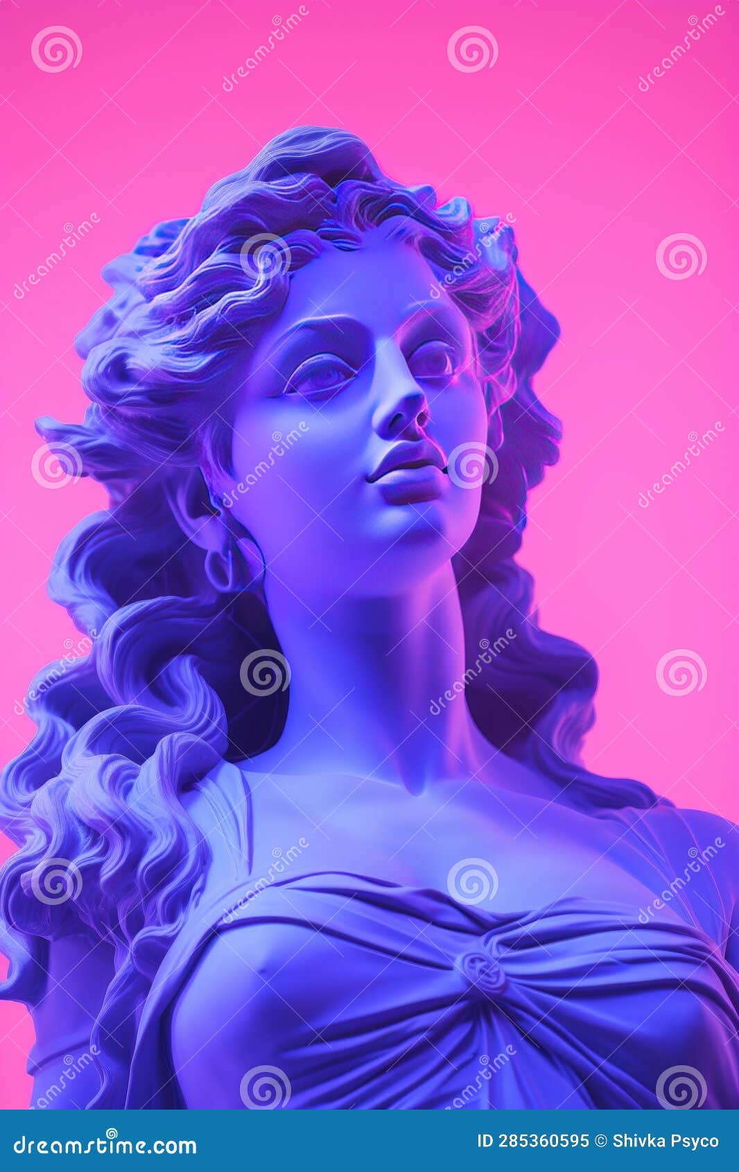 Blue Statue of Aphrodite on Bright Pink Background Generative AI Stock ...