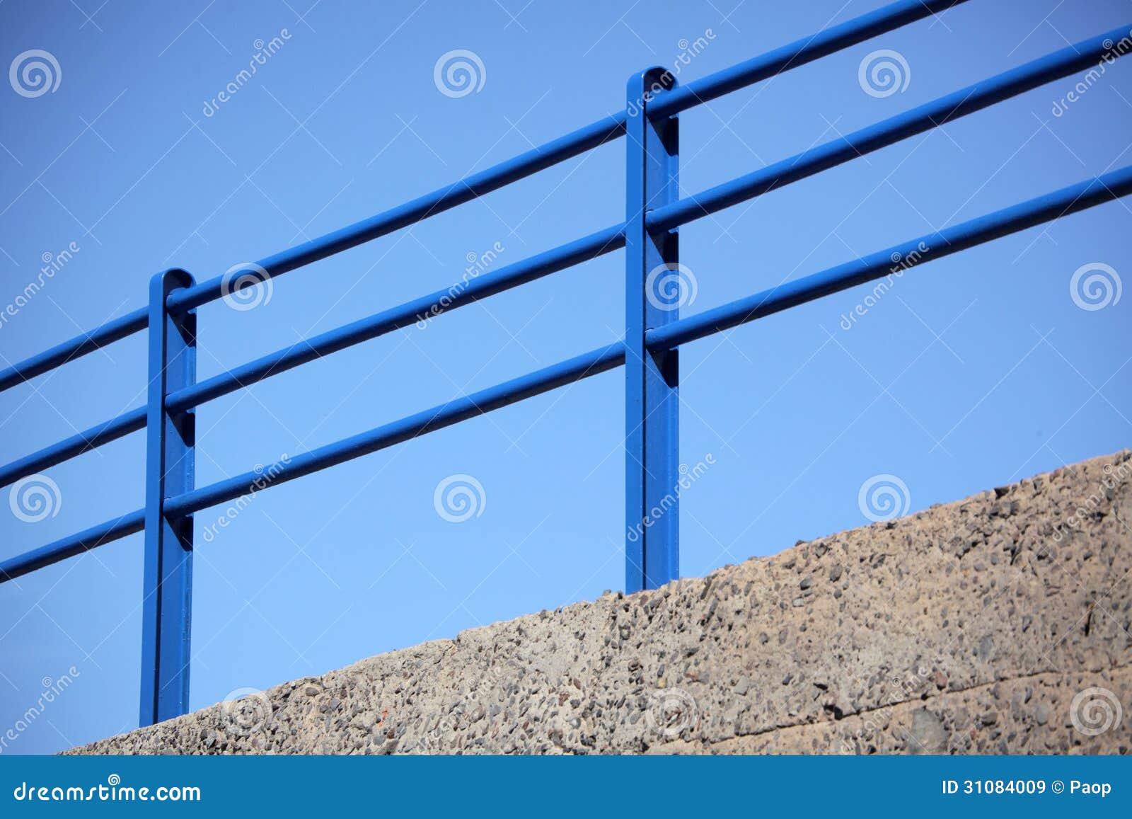 Blue steel railing stock image. Image of barrier, public - 31084009