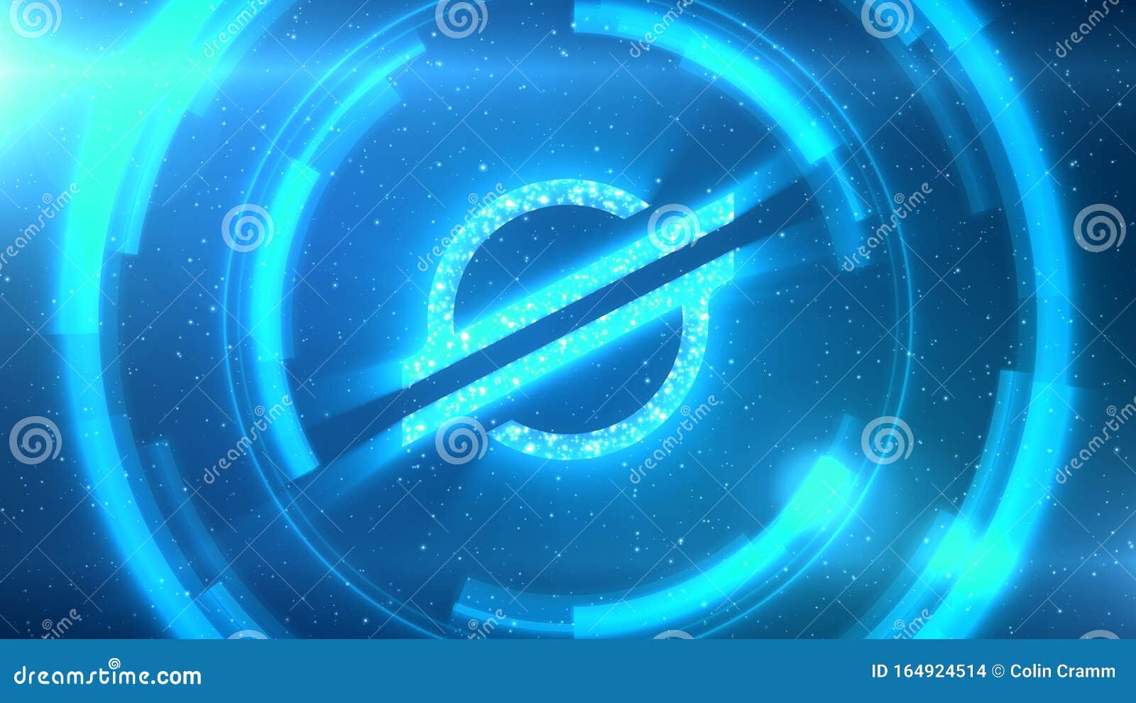 Blue Stellar Symbol on Space Background with HUD Elements Stock ...