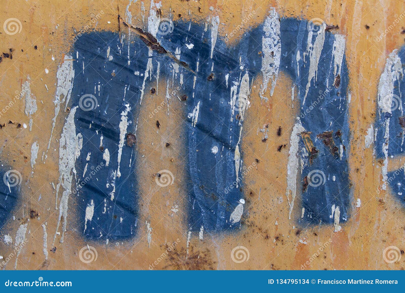 Blue Stencil Painted on Rusty Background Stock Photo - Image of symbol ...