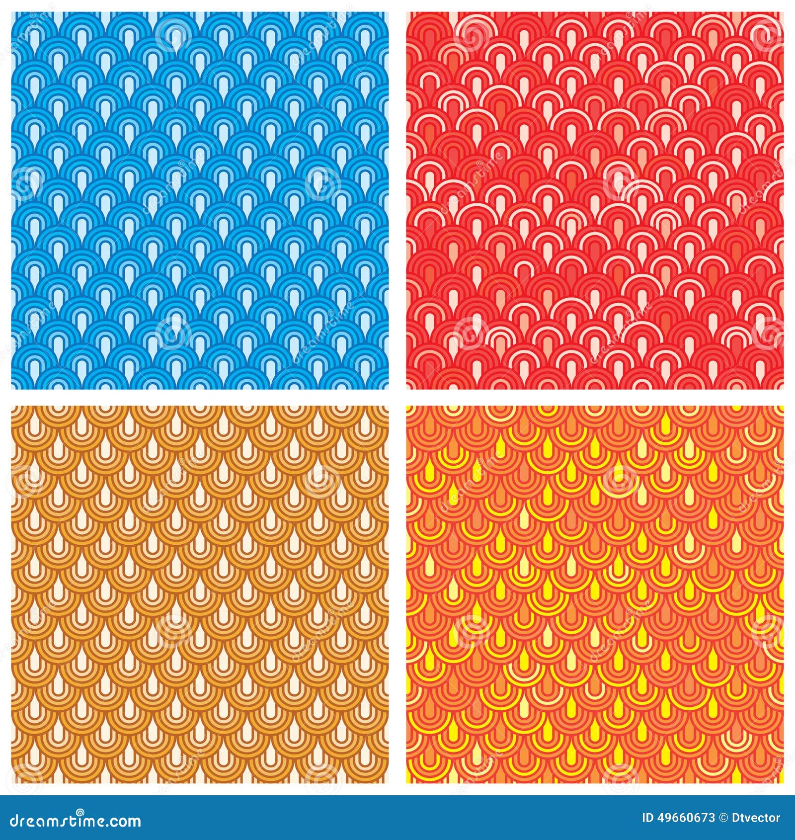 Blue Step Circle Wave Seamless Pattern Stock Vector - Illustration of ...