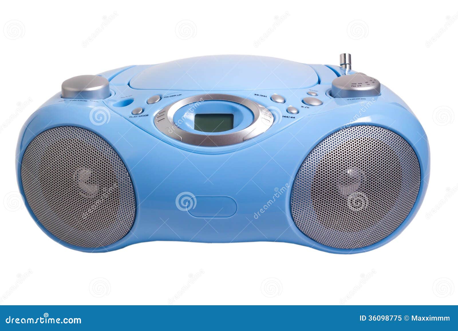 Blue Stereo CD Mp3 Radio Recorder Isolated on Stock Image - Image of ...