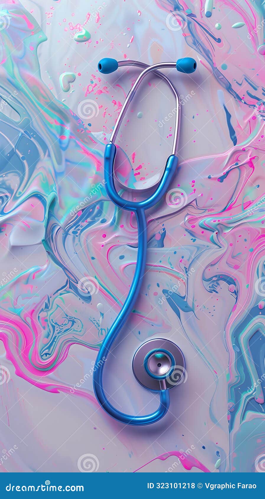 Blue Stethoscope On Abstract Colorful Background Medical Theme Modern Healthcare Concept Stock