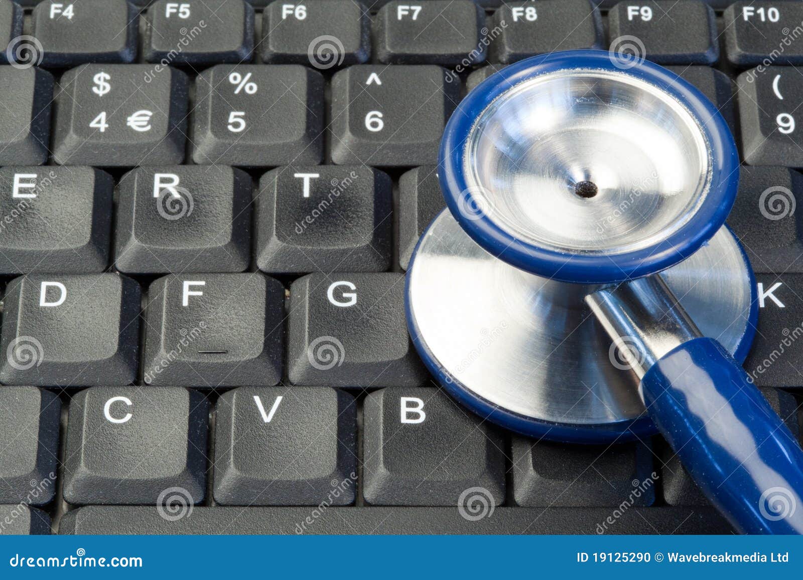 Blue Stethoscope on Keyboard Stock Photo - Image of doctor, angle: 19125290