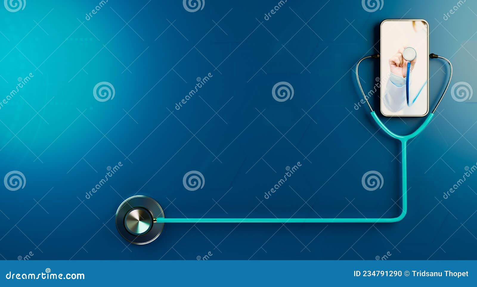 Blue Stethoscope with Telemedicine Concept Stock Illustration ...