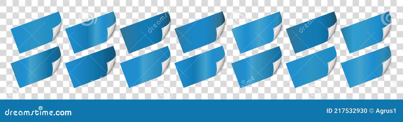 Blue Sticker Banner Labels on Transparent Background Stock Vector ...