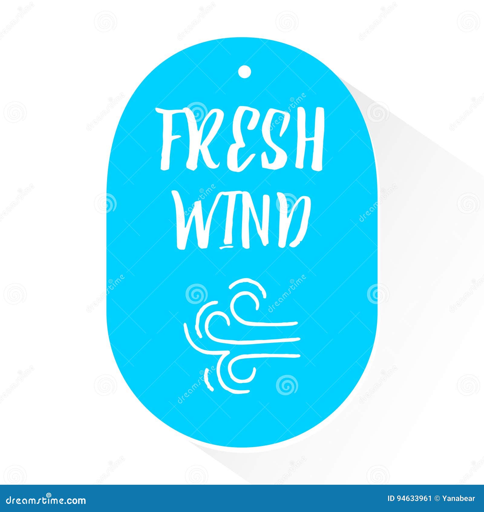 Blue Sticker with Lettering Text and Silhouette of the Wind. Vector ...