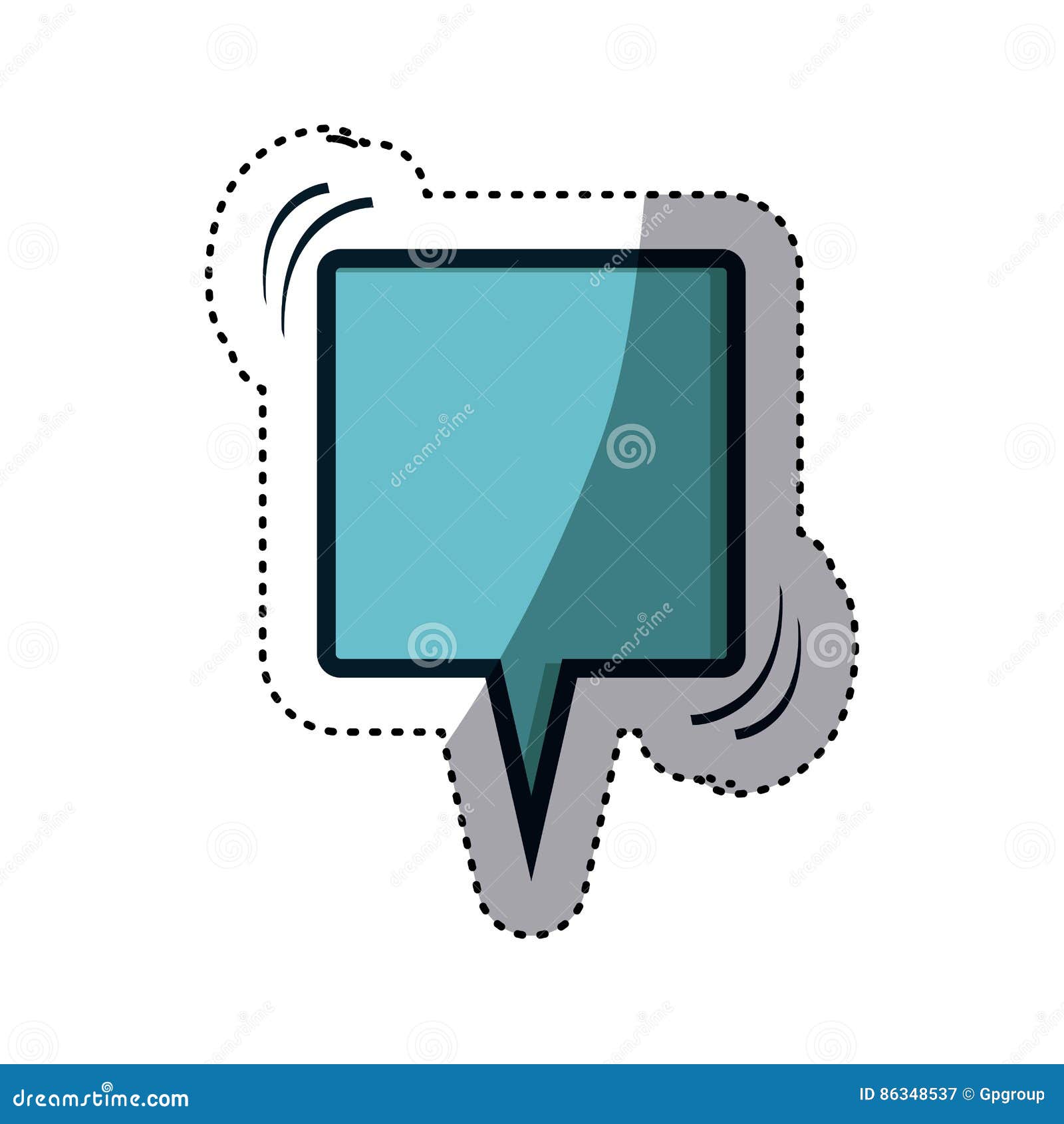 Blue Sticker Square Shape Dialog Box Stock Illustration - Illustration ...