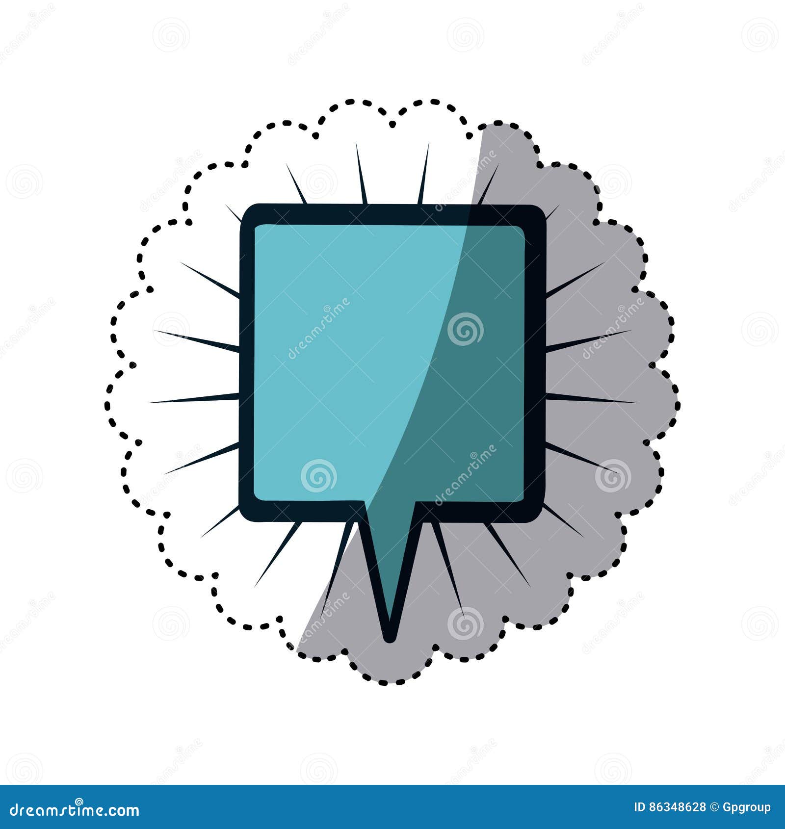 Blue Sticker Square Shape Dialog Box with Lines Around Stock ...
