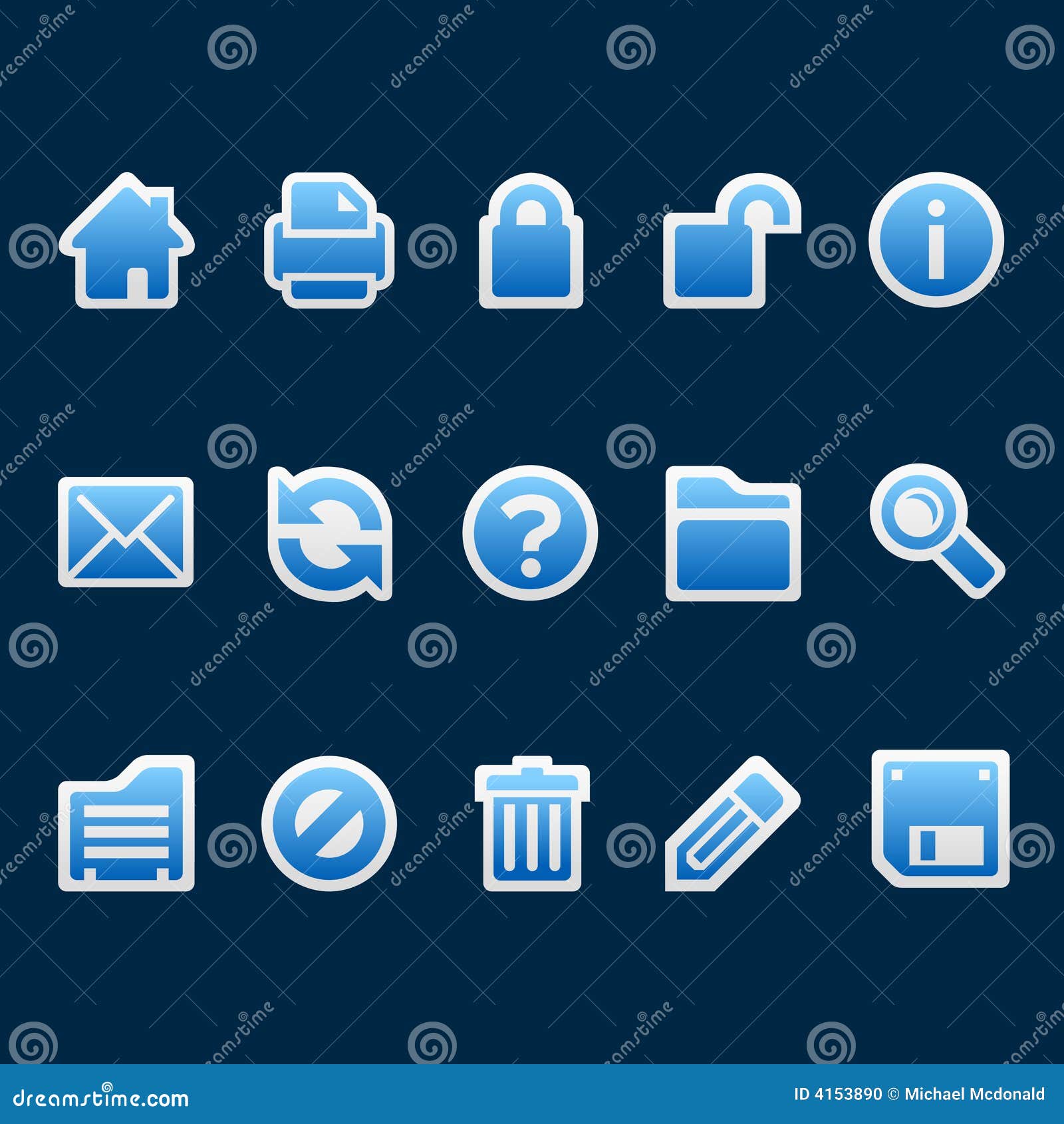 Blue sticker web icons stock vector. Illustration of disk - 4153890