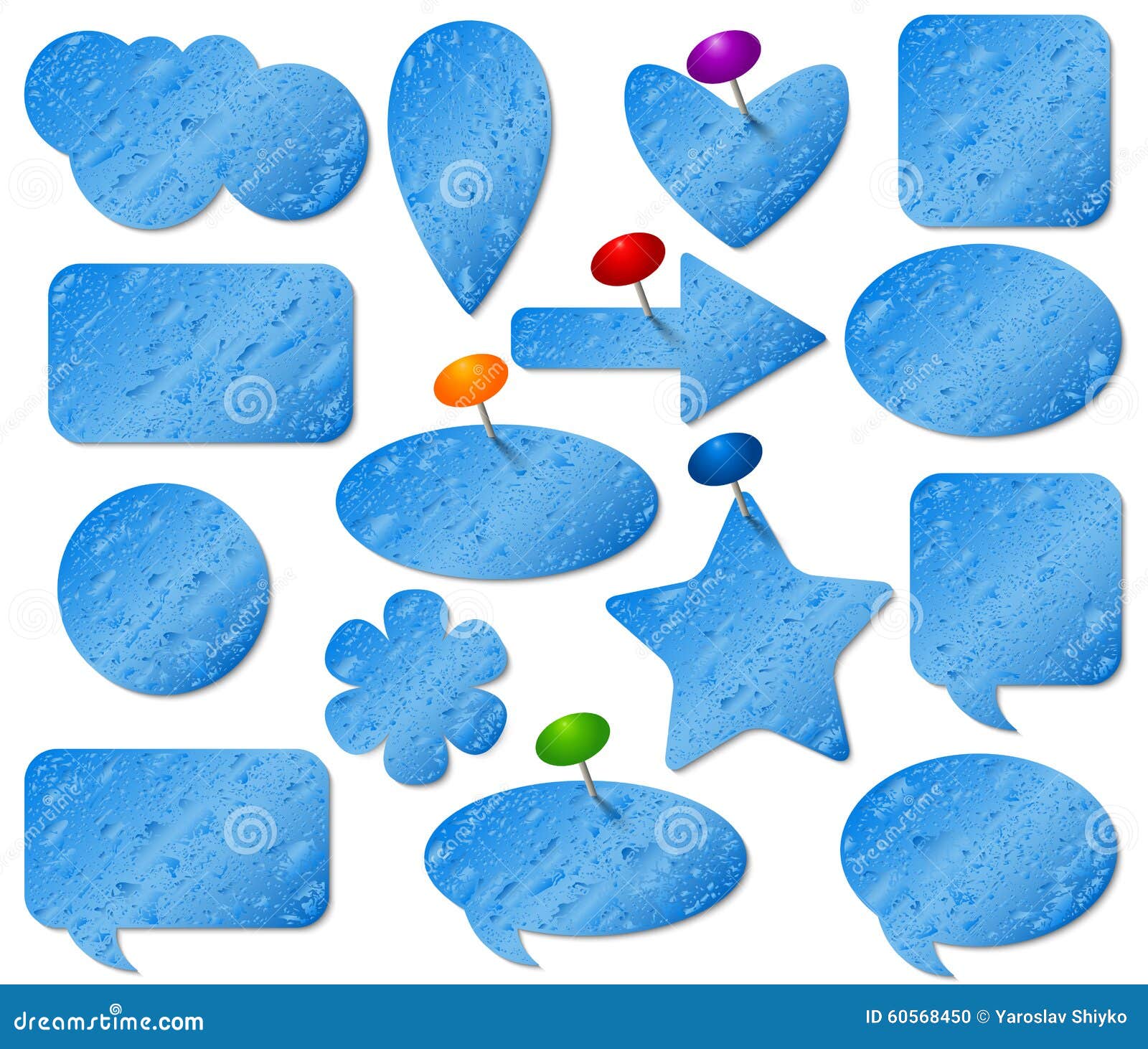 Blue Stickers Set with Misted Glass Effect Stock Vector - Illustration ...