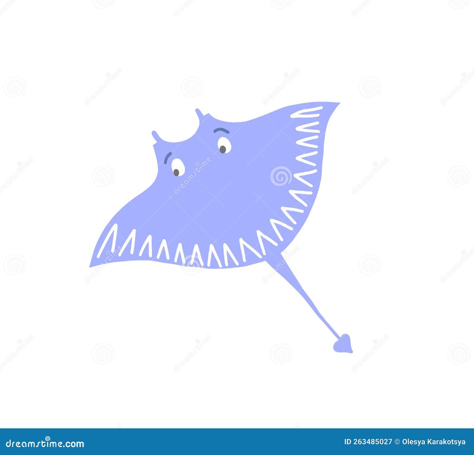 Blue Stingray Flat Design Vector Illustration Stock Vector ...