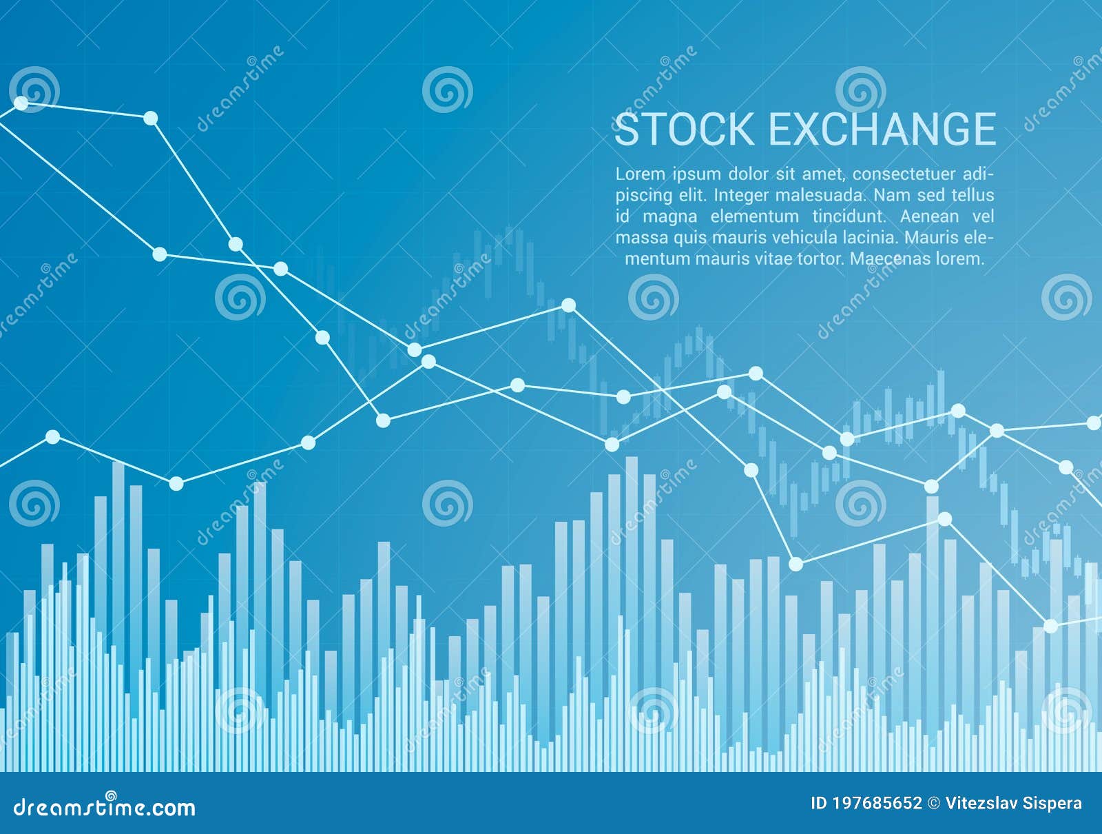 Blue Stock Market or Financial Candlestick Chart with Rising and ...