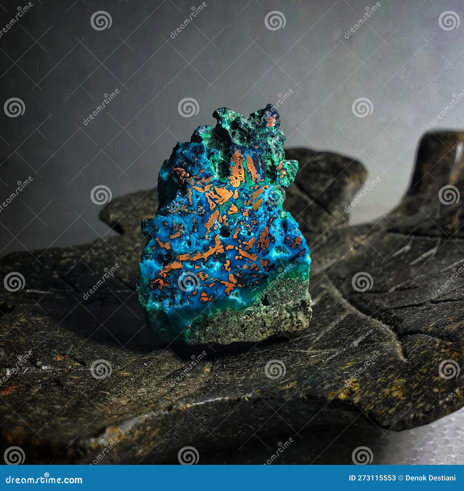 Blue Stone - Gemstone - Chrysocolla with Native Copper Stock Image ...