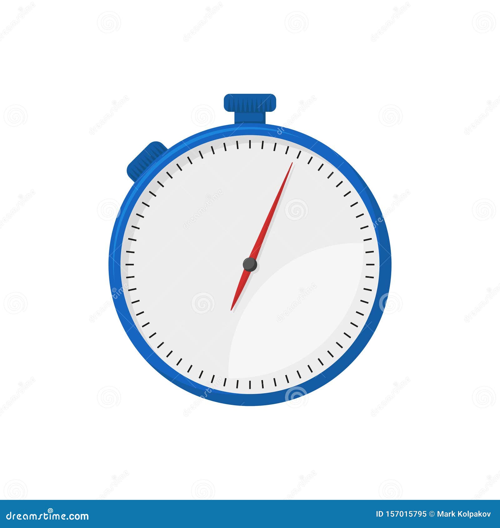Blue Stopwatch on a White Background, Flat Style Stock Illustration ...