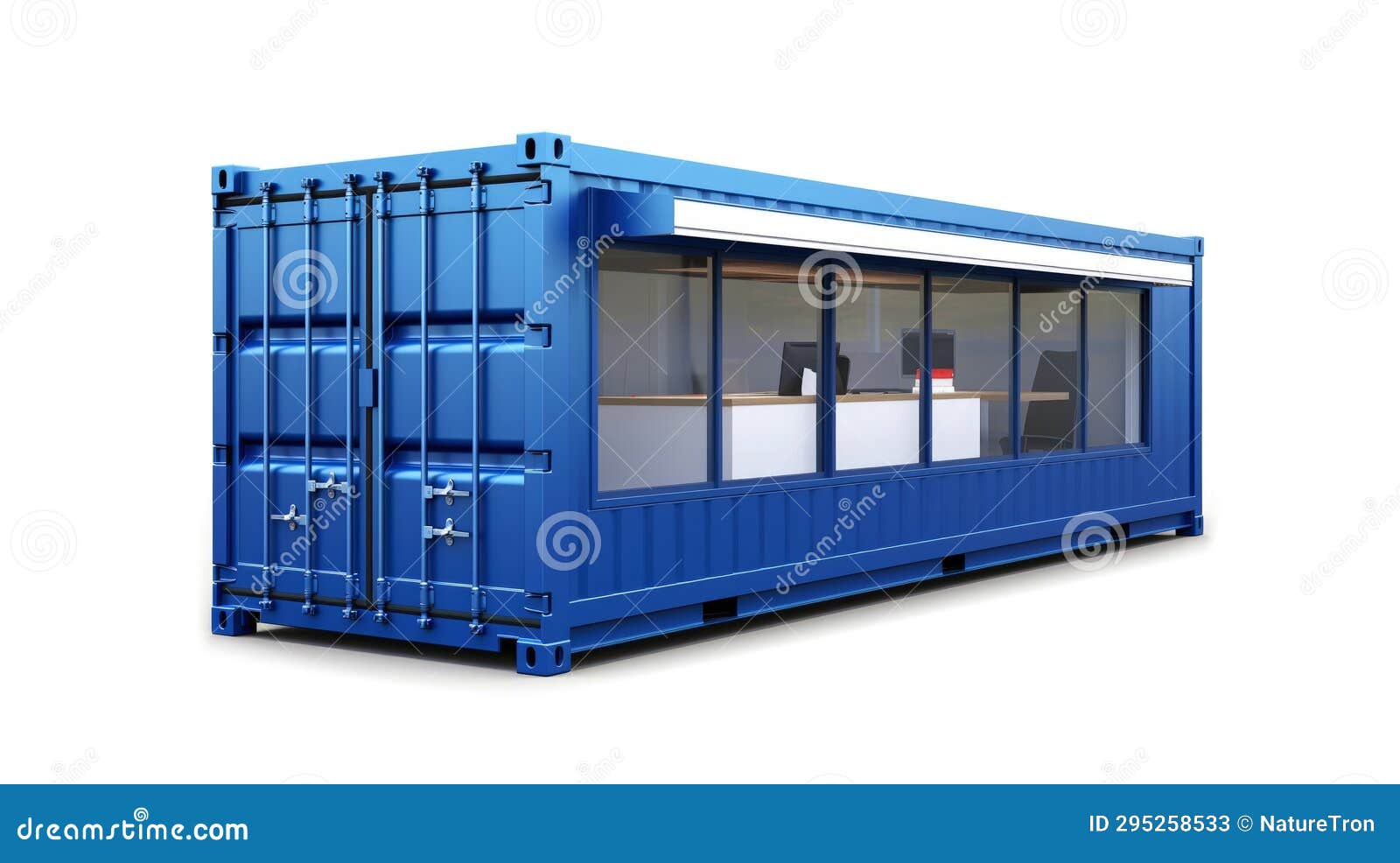 3d Render of a Building 3d Render of a Warehouse Blue Storage Box Stock ...