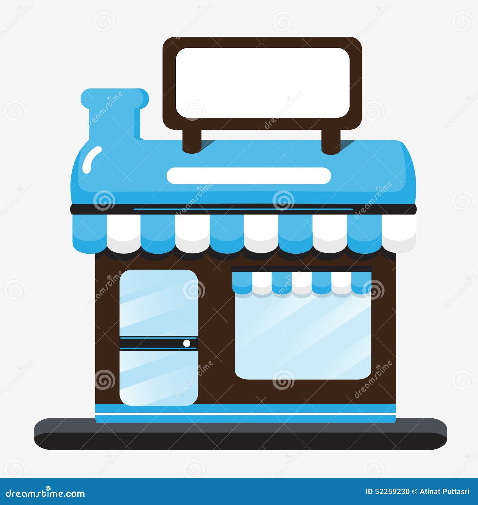 Blue store cartoon stock vector. Illustration of window - 52259230