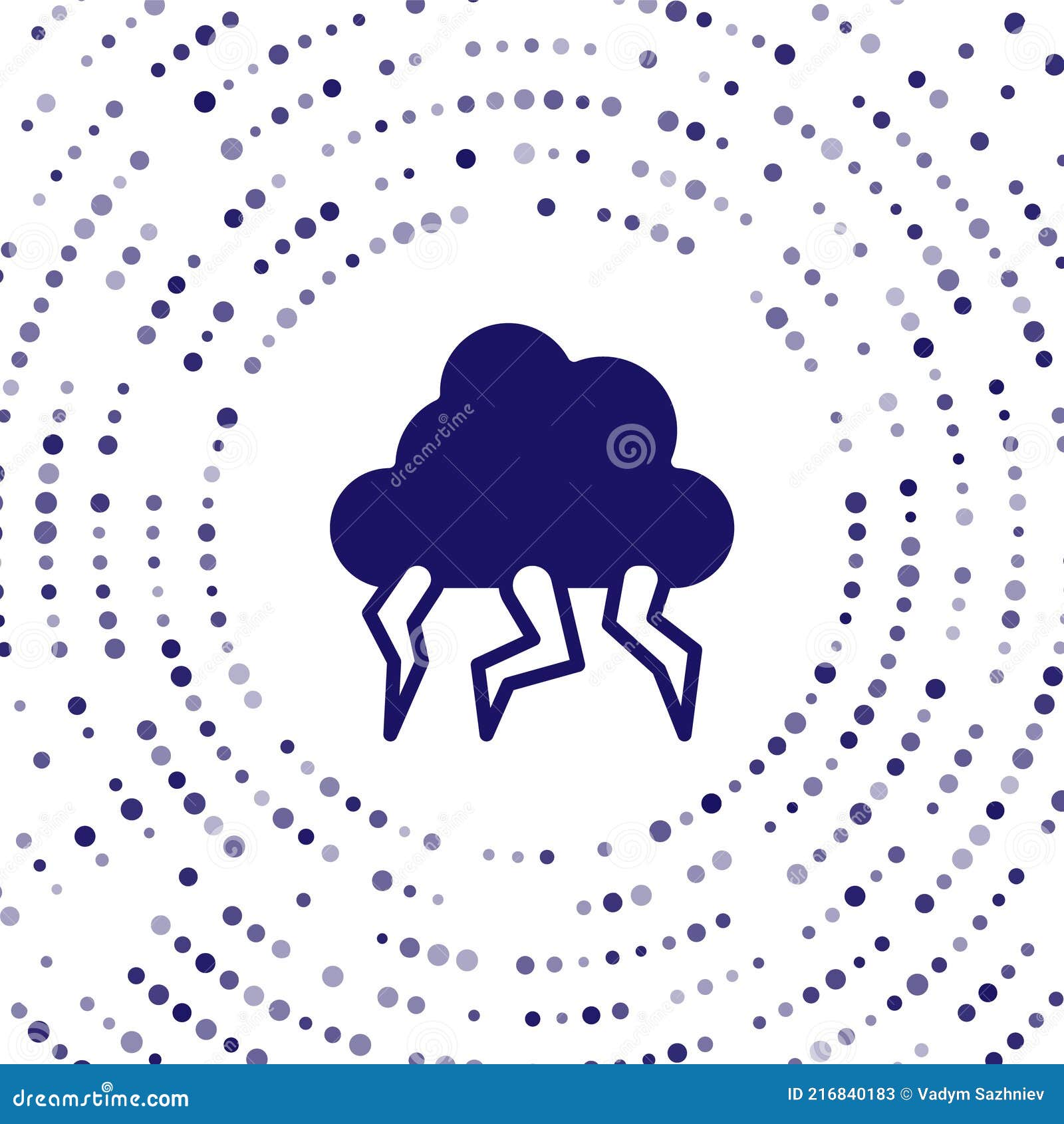 Blue Storm Icon Isolated on White Background. Cloud and Lightning Sign ...