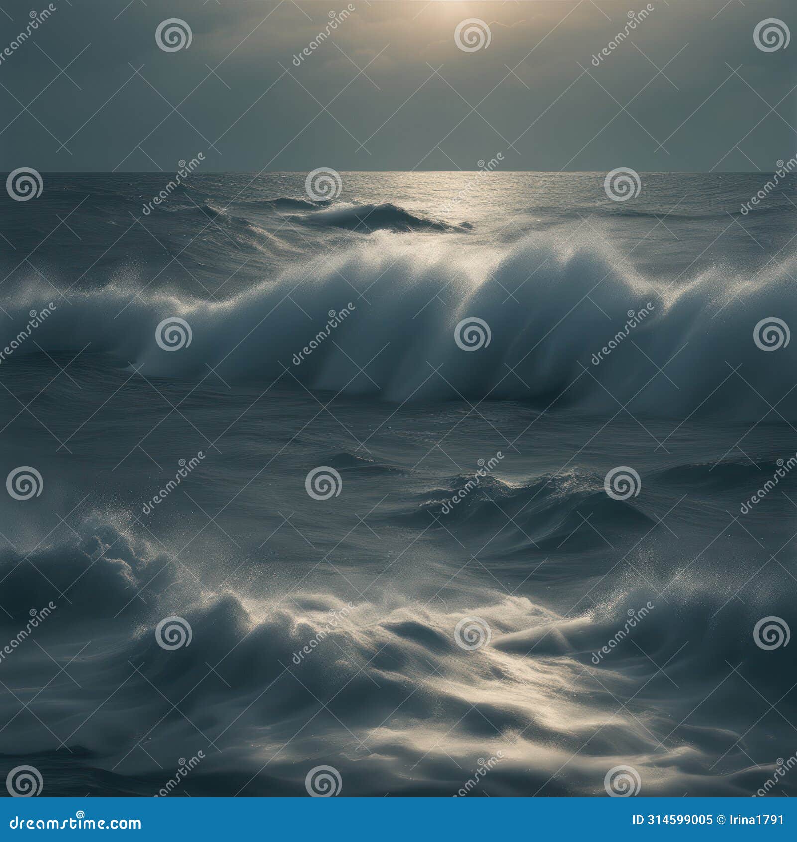 Blue Stormy Wave in the Ocean. Color Illustration Stock Illustration ...