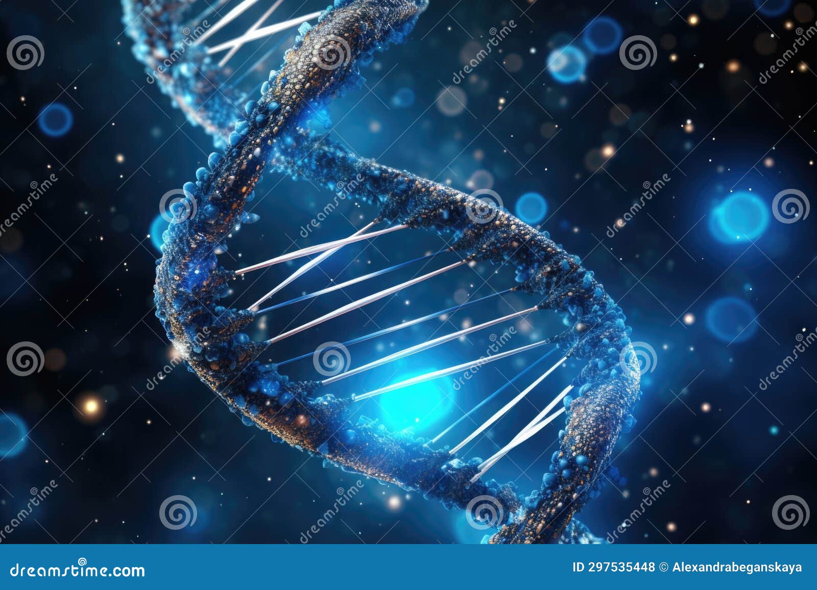 Blue Human DNA Strand Surrounded by DNA Structure Stock Illustration ...