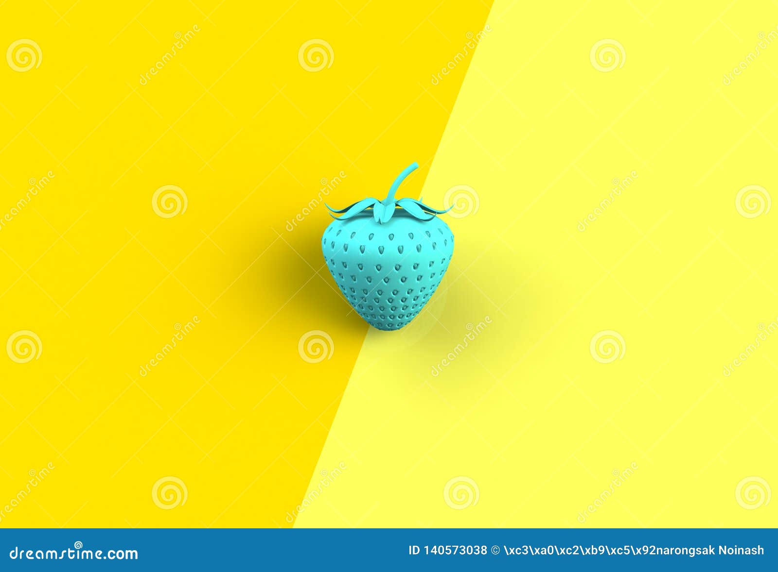 Blue Strawberry on Yellow Background Stock Illustration - Illustration ...