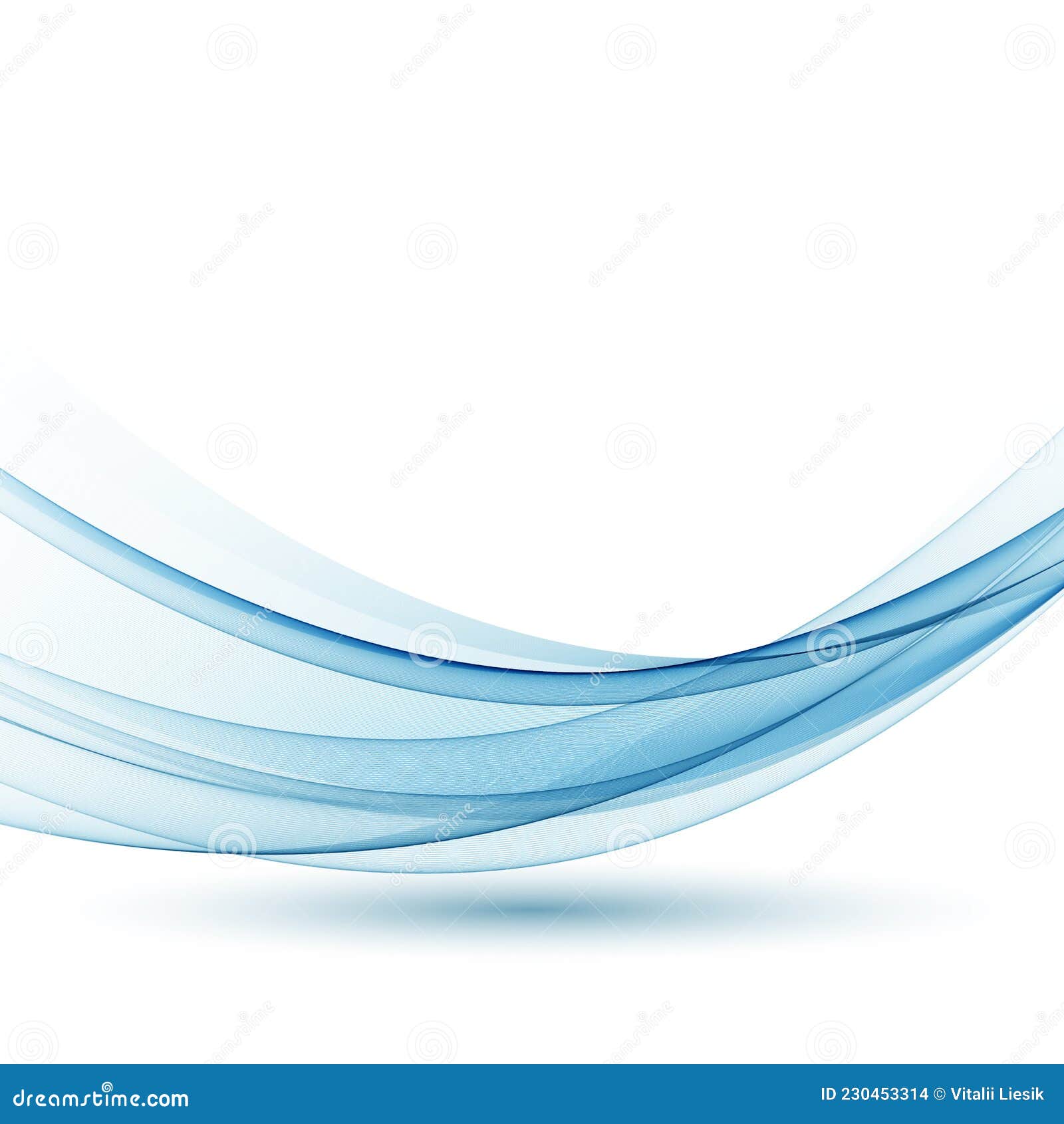 Blue Stream Of Transparent Smoky Vector Wave On A Transparent ...