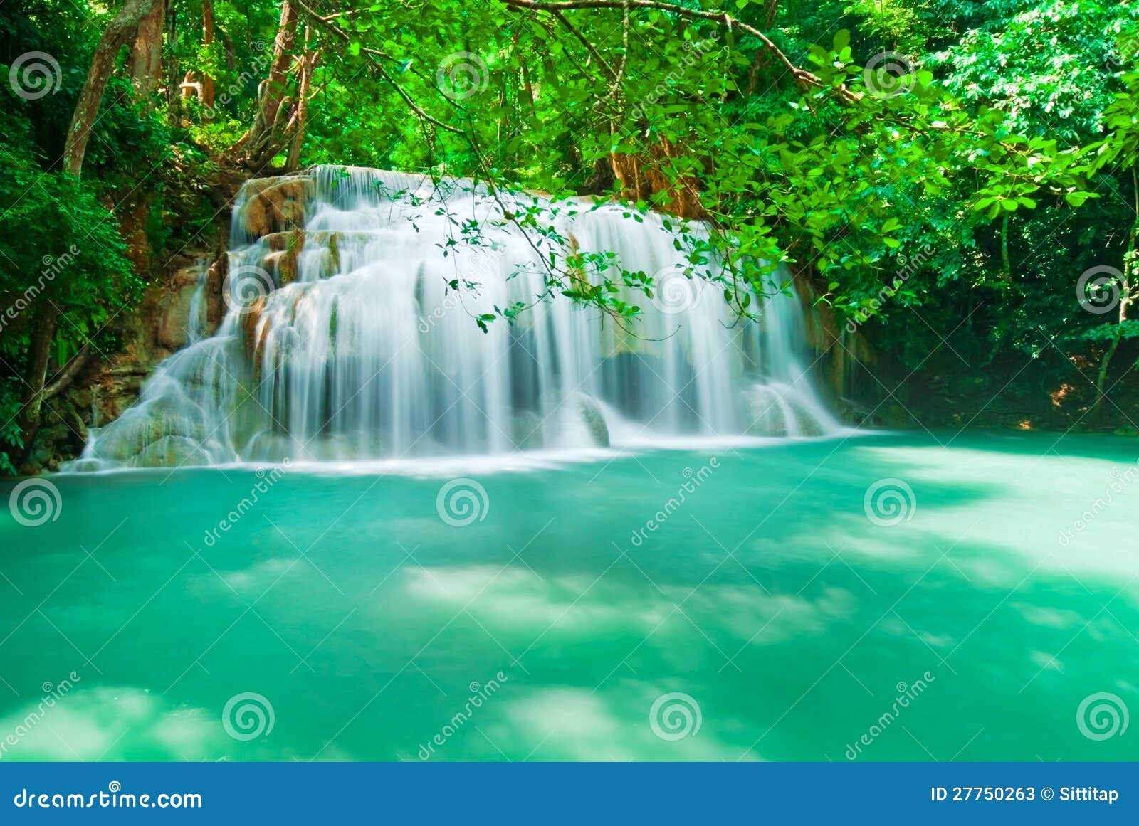 Blue stream waterfall stock image. Image of motion, heaven - 27750263