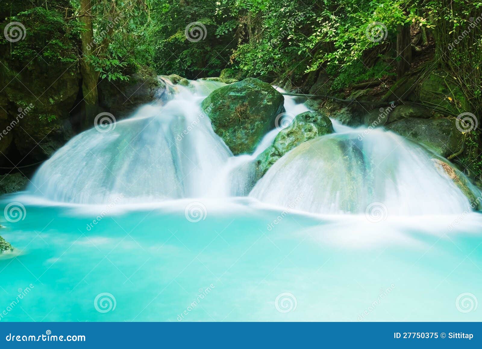 Blue stream waterfall stock image. Image of fluid, creek - 27750375