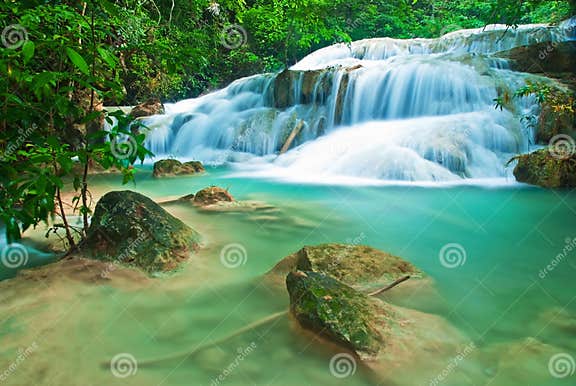 Blue stream waterfall stock photo. Image of park, cataract - 27750380