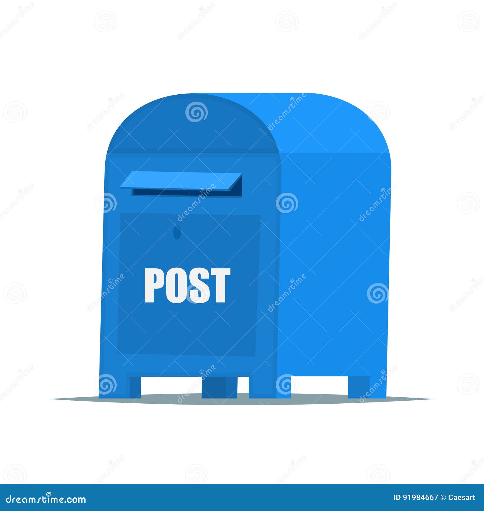 Blue Street Postbox in Flat Vector Style for Web or Illustration Stock ...