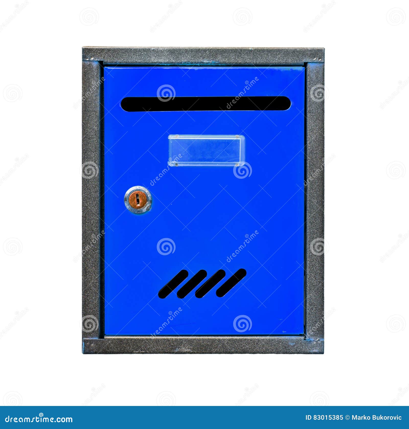 Blue Street Postbox Isolated on White Stock Image - Image of design ...