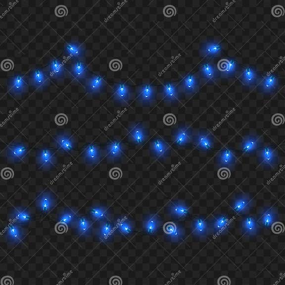 Blue String Lights on Dark Background, Creating a Festive Mood. Vector ...