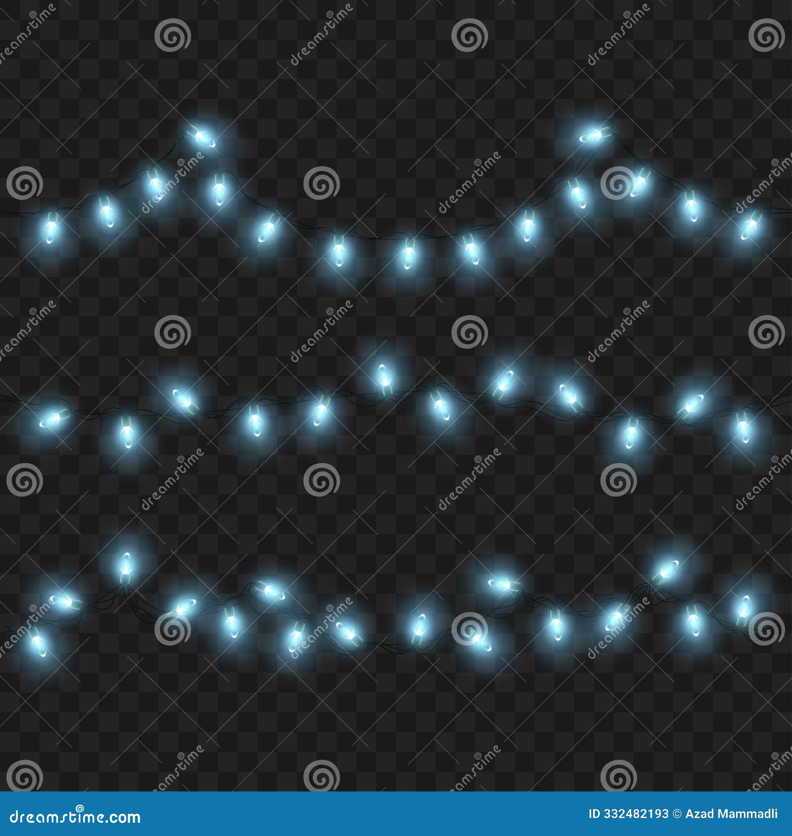 Blue String Lights on Dark Background, Creating a Festive Mood. Vector ...