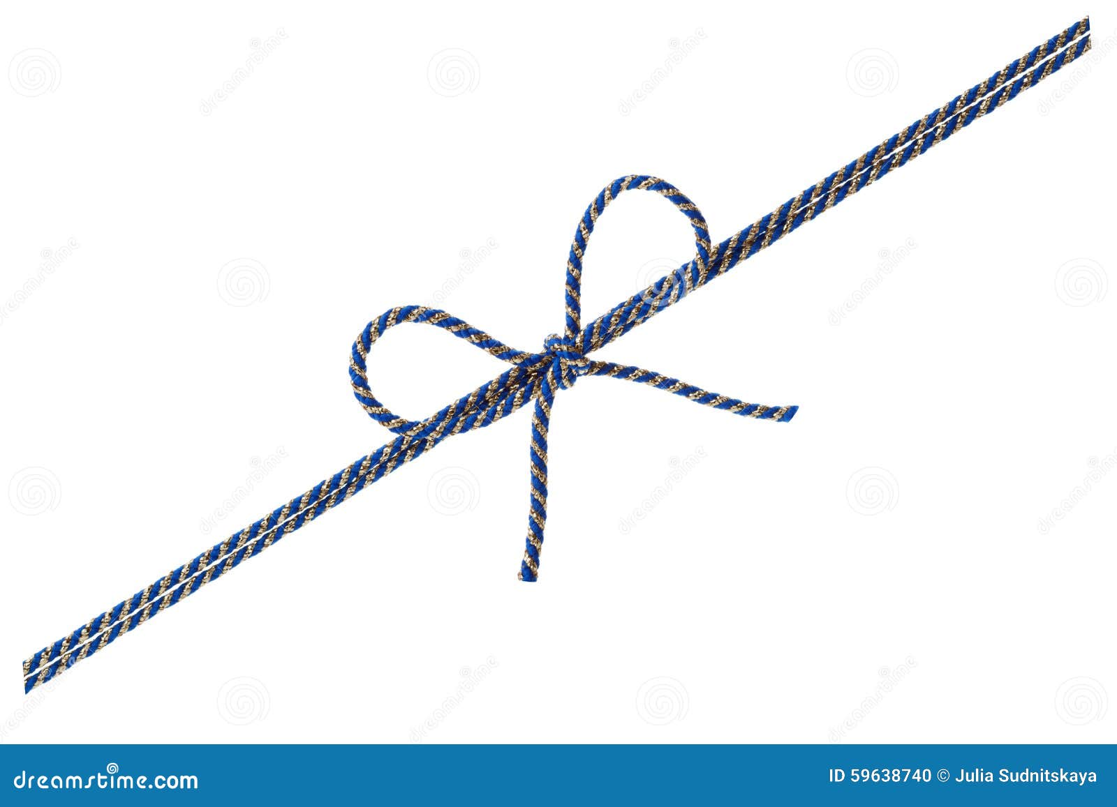 Blue String or Twine Tied in a Bow Isolated on White Background Stock ...