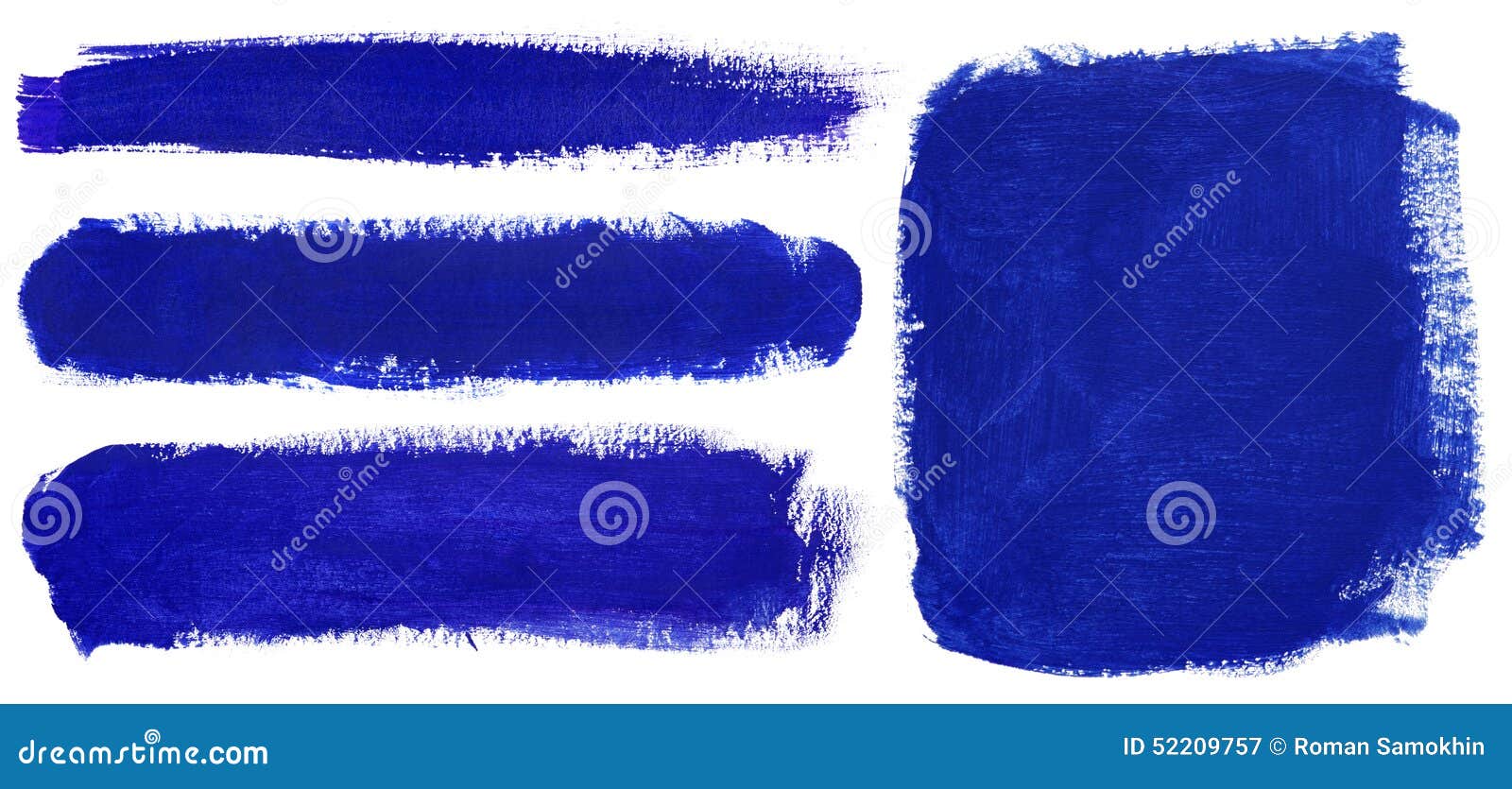 Paint Brush Strokes Frame Isolated On White Background. Blue Green ...